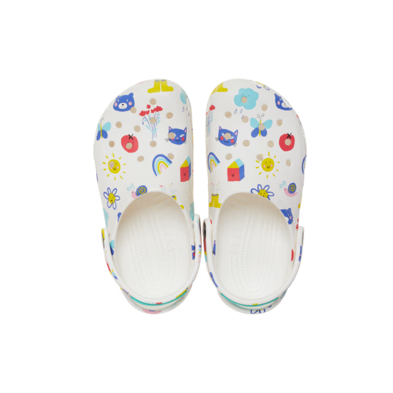Crocs Classic Doodle Print Clog White Multi Kids - Thong On