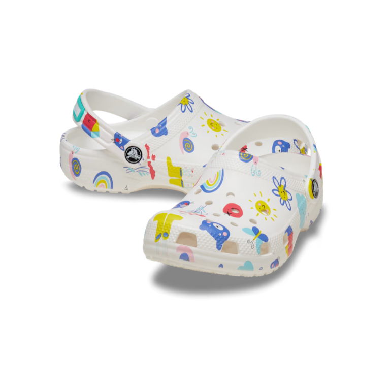 Crocs Classic Doodle Print Clog White Multi Kids - Thong On