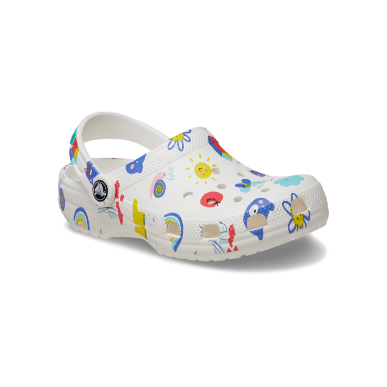 Crocs Classic Doodle Print Clog White Multi Kids - Thong On